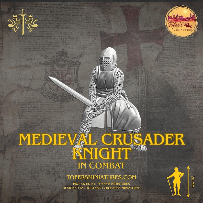 Medieval Crusader Knight in Combat. 28 Mm Miniatures. Ideal for Games ...