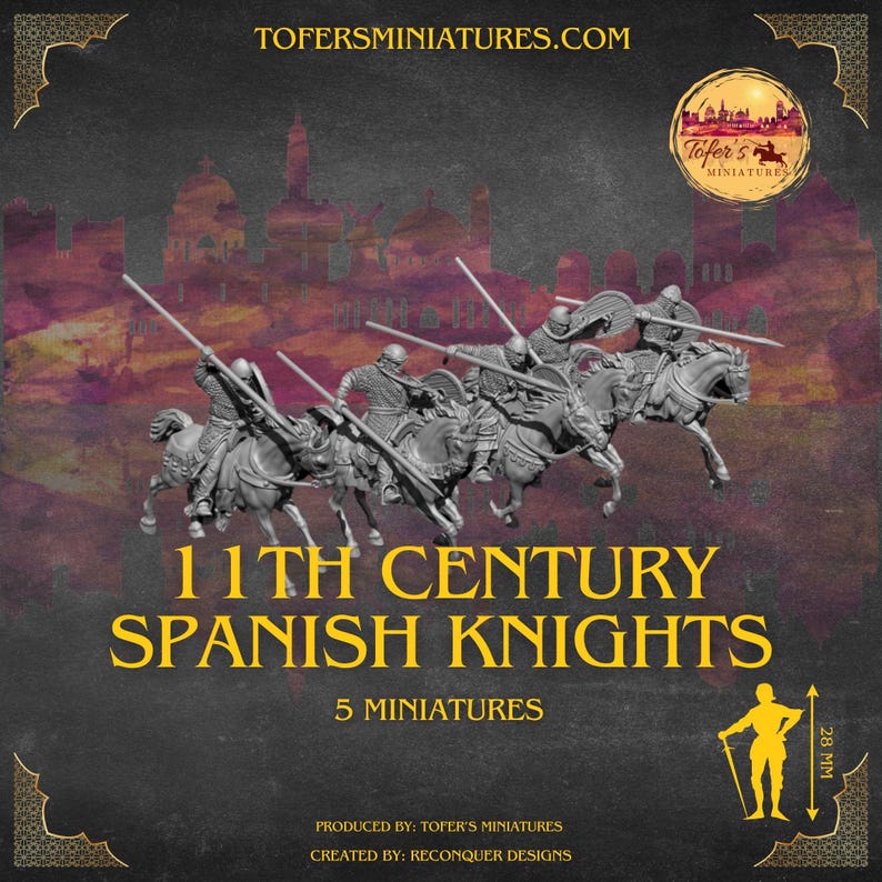Set of 5 Medieval 11th Century Spanish Knights. 28 Mm Miniatures - Etsy