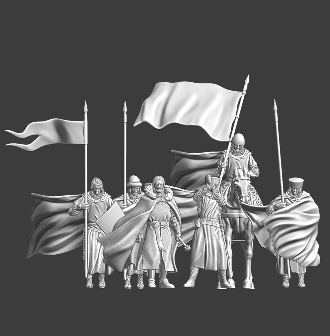 Medieval Crusaders in the Wind. 28mm, 32mm, 40mm, 54mm Miniatures ...