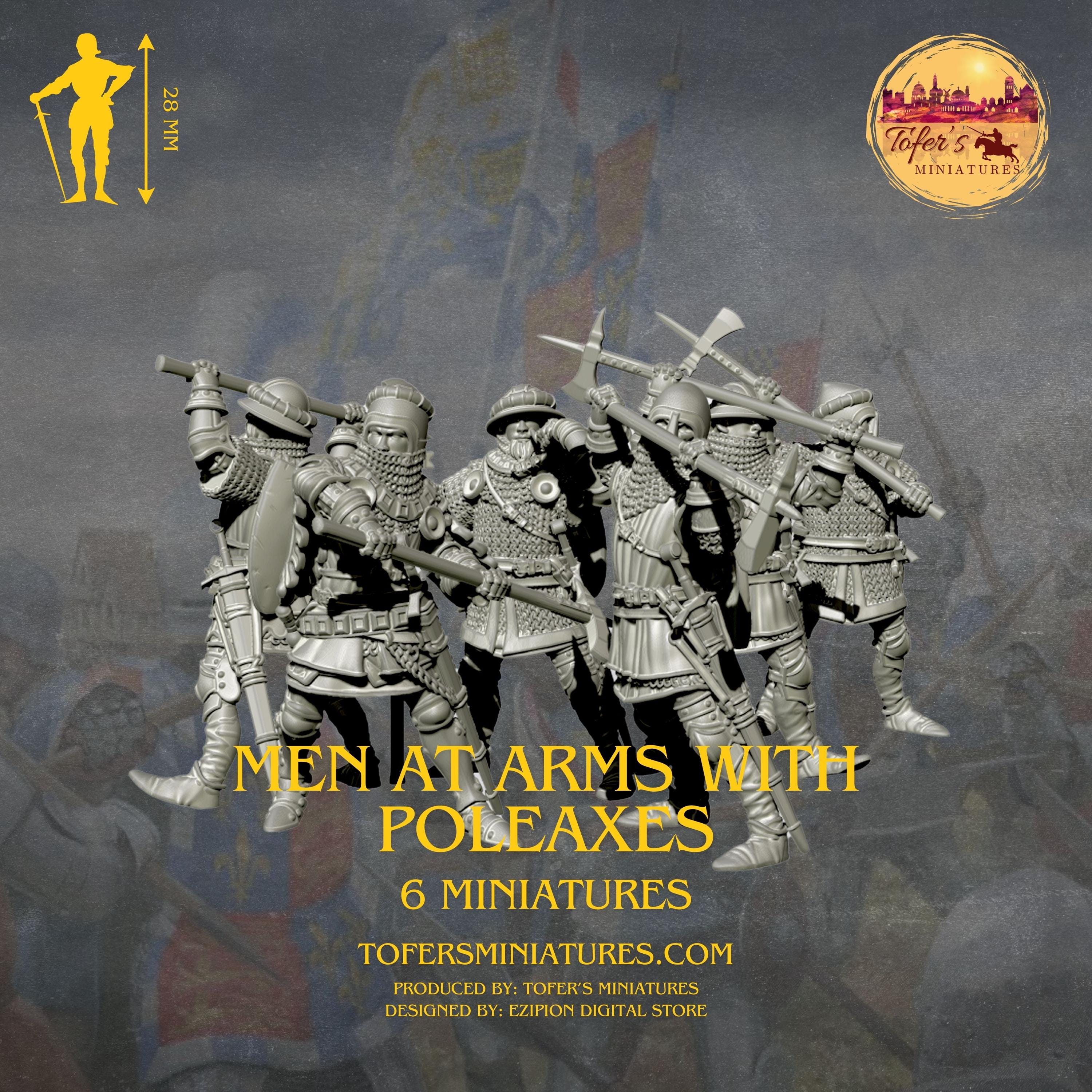 Set of 6 Medieval Men at Arms With Poleaxes. 28 Mm Miniatures Ideal for ...