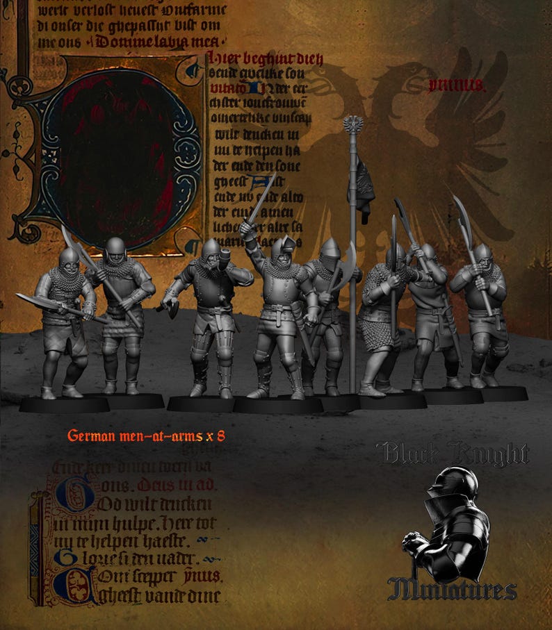 15th Century - German Men-at-arms X 8 (two-handed Weapons). 28 Mm ...