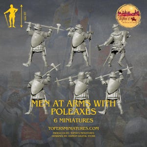 Set of 6 Medieval Men at Arms With Poleaxes. 28 Mm Miniatures Ideal for ...