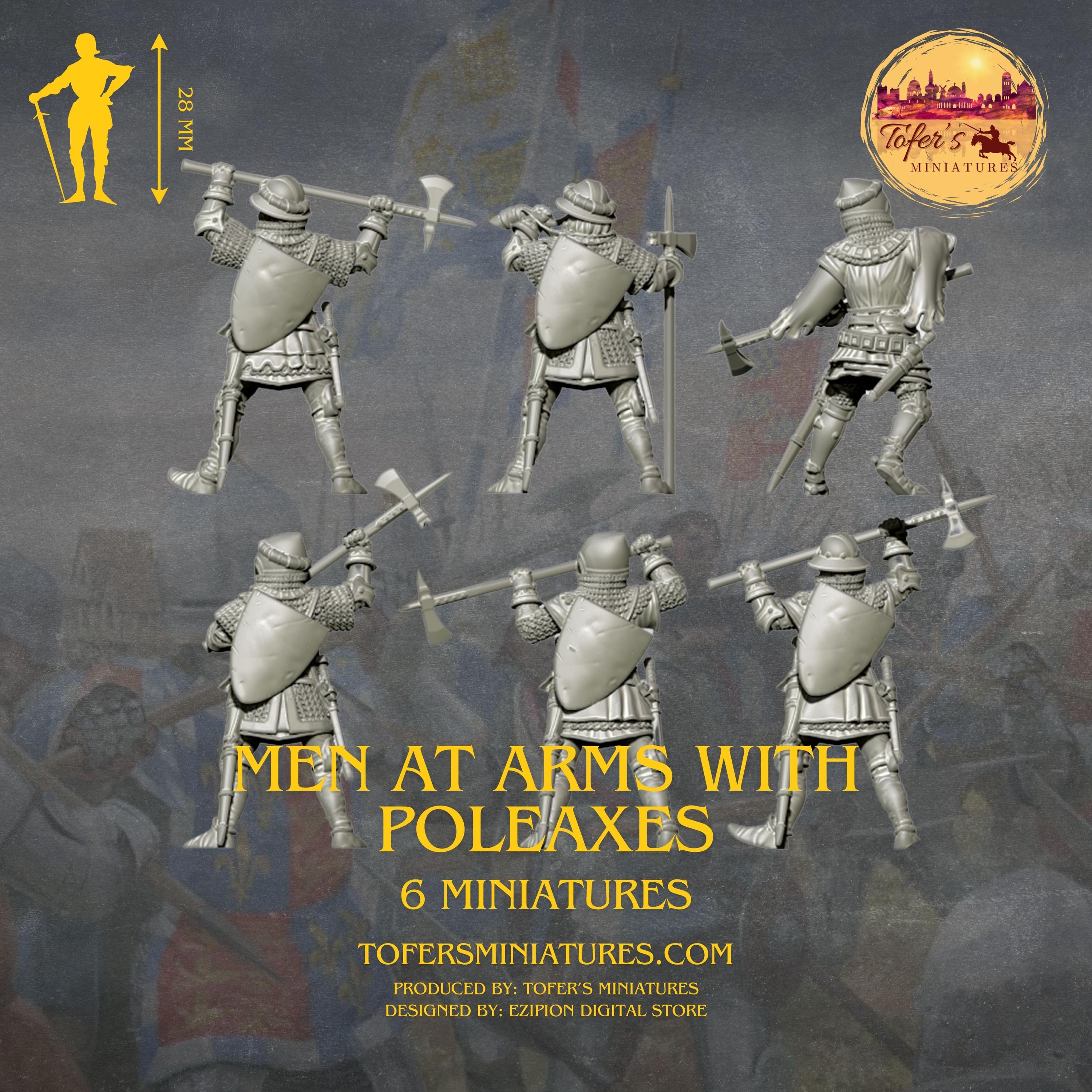 Set of 6 Medieval Men at Arms With Poleaxes. 28 Mm Miniatures Ideal for ...