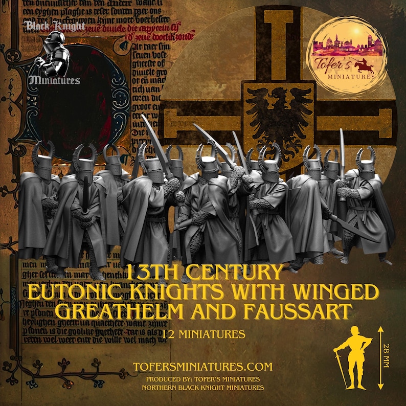 13th-century Teutonic Knights With Winged Greathelm and Faussart. 28 Mm ...