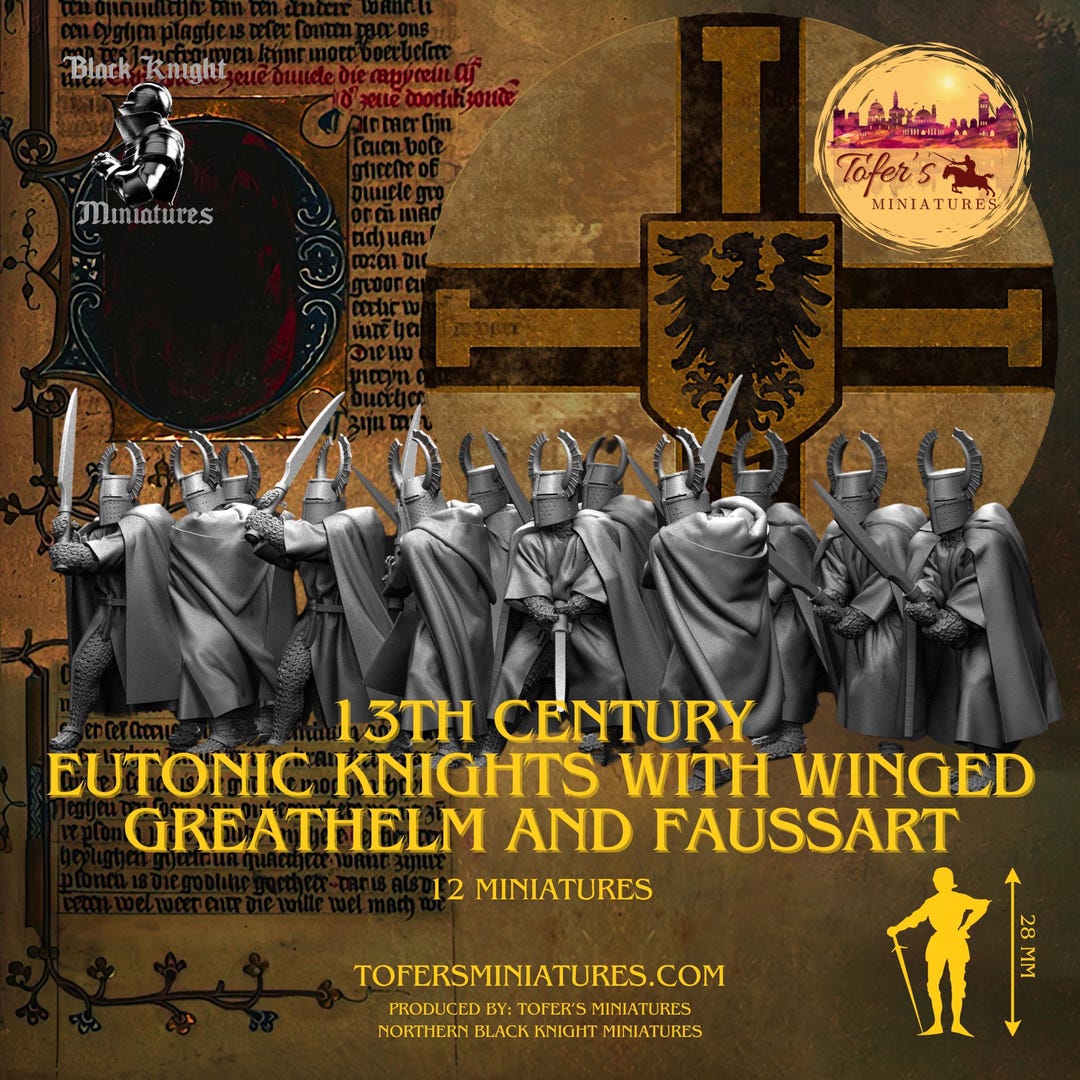 13th-century Teutonic Knights With Winged Greathelm and Faussart. 28 Mm ...