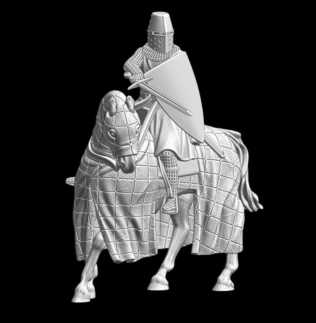 Mounted Medieval Crusader Knight. 28mm, 32mm, 40mm, 54mm, 75mm ...