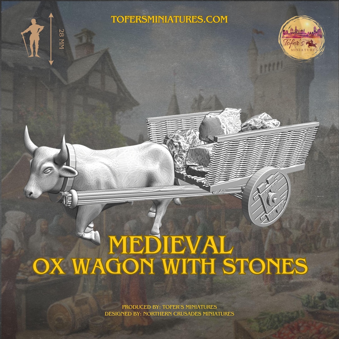 Medieval Ox Wagon With Stones and Rocks - for Castle Wall Construction ...