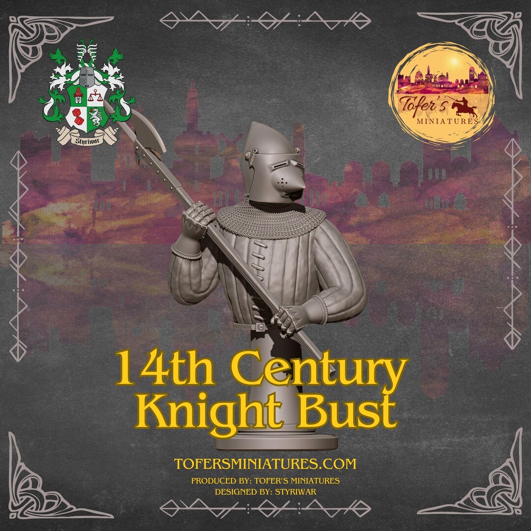 14th Century Knight Bust. 28 Mm Miniatures - Etsy
