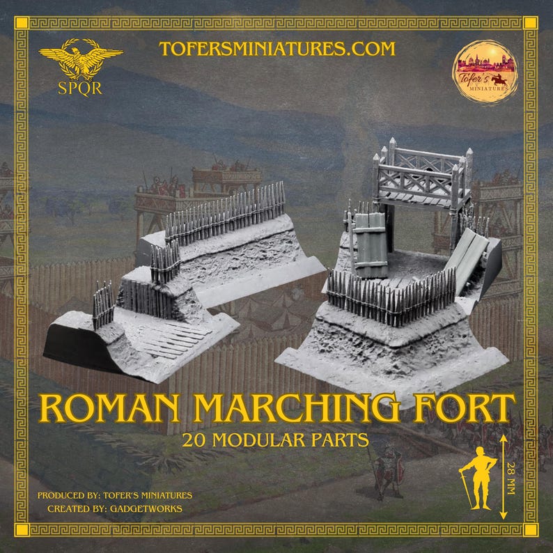 Roman Empire Modular Marching Fort. 30 Pieces. 28 Mm. Produced by Tofer ...