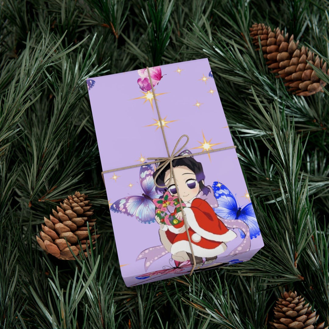 Chibi Shinobu Kocho Christmas Wrapping Paper, Demon Slayer Anime Gift ...
