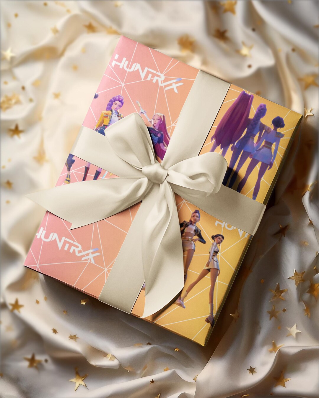 Nime Aesthetic Wrapping Paper, Bright Character Gift Wrap With Gradient ...