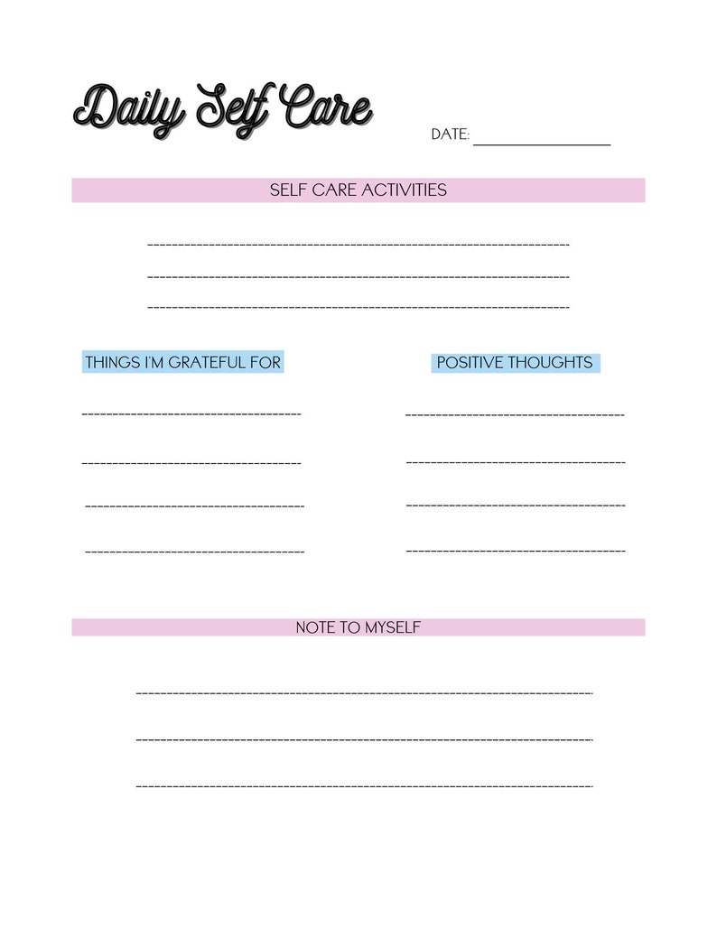 Self-care Checklist, Self-care Digital Checklist, Daily Self-care, Self ...