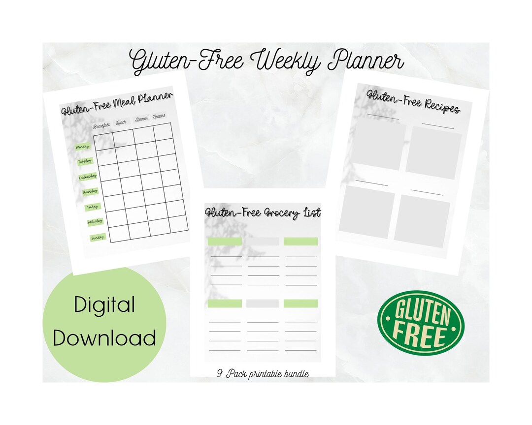 Gluten-free Weekly Meal Planner, Digital Meal Planner, Gluten-free ...