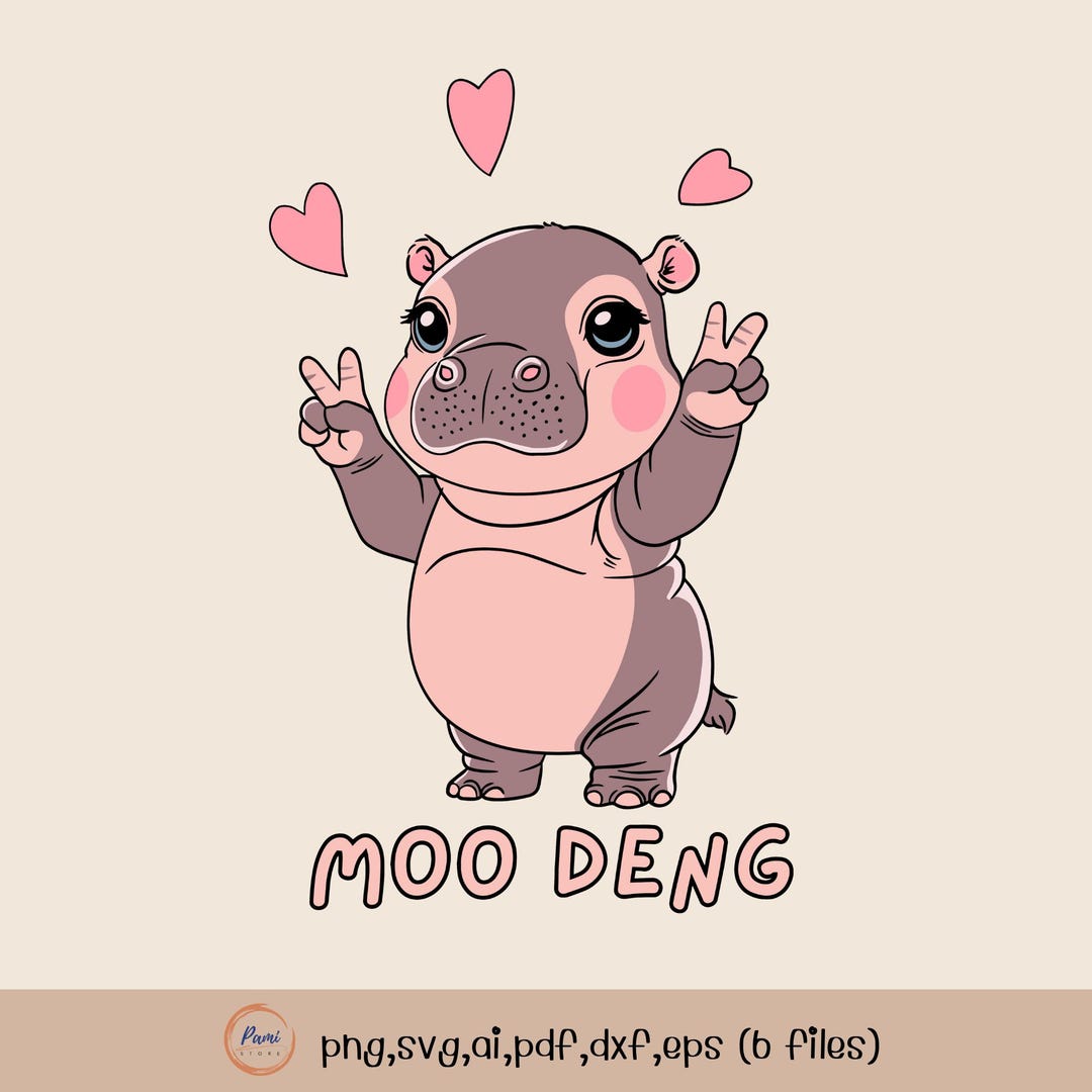 Moo Deng Hippo Svg | Cute Thai Hippo | Baby Hippo Vector for Cricut ...