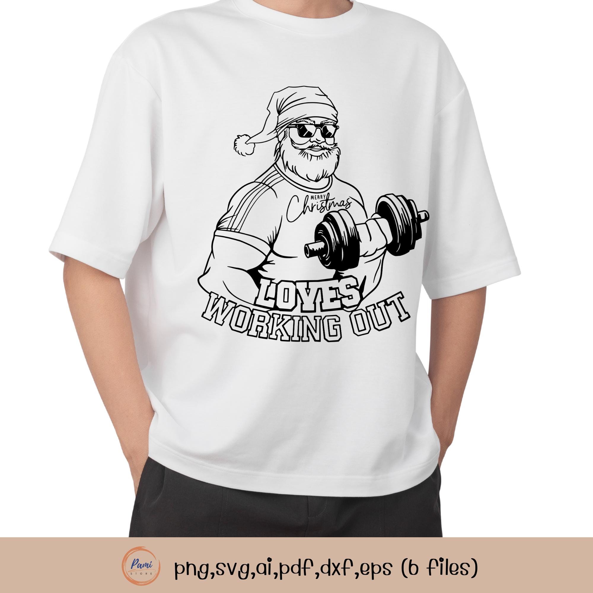 Christmas Santa Loves Working Out Design I Gym Santa Claus PNG I Fitness Christmas SVG I Workout ...