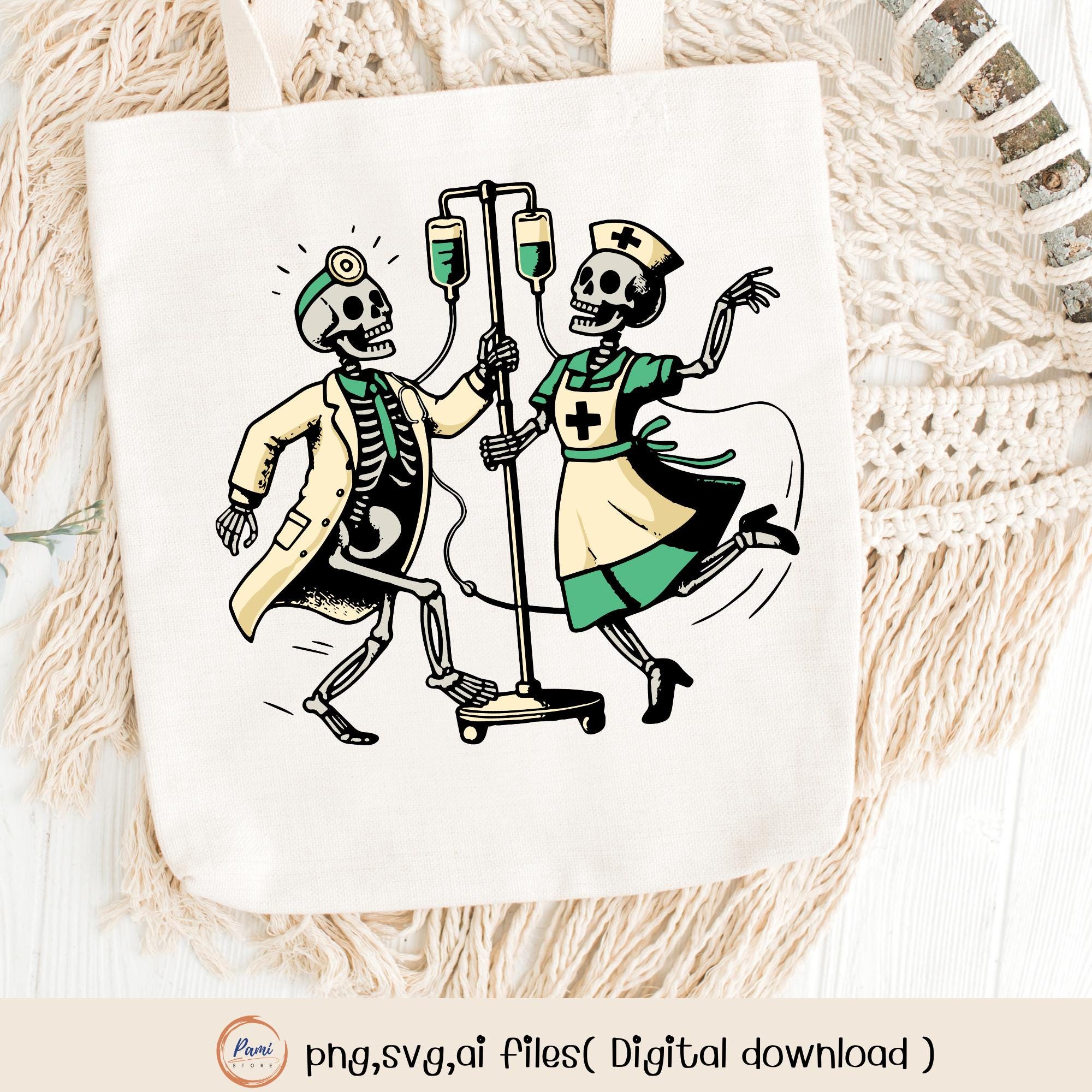 Skeleton Doctor and Nurse PNG SVG | Fun Medical Halloween Design ...