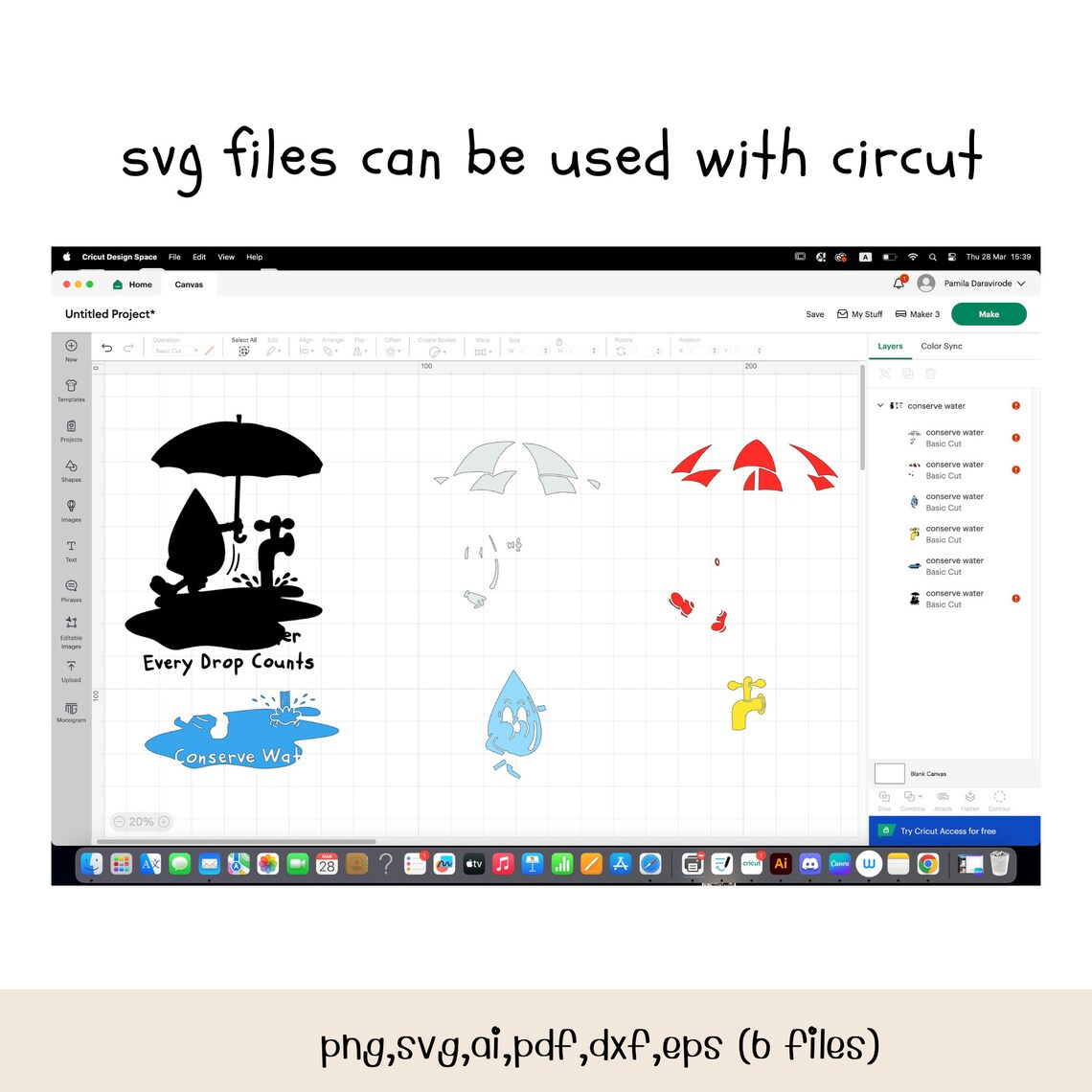 Earth Day Water Conservation SVG & PNG Bundle - Water Drop, Umbrella ...