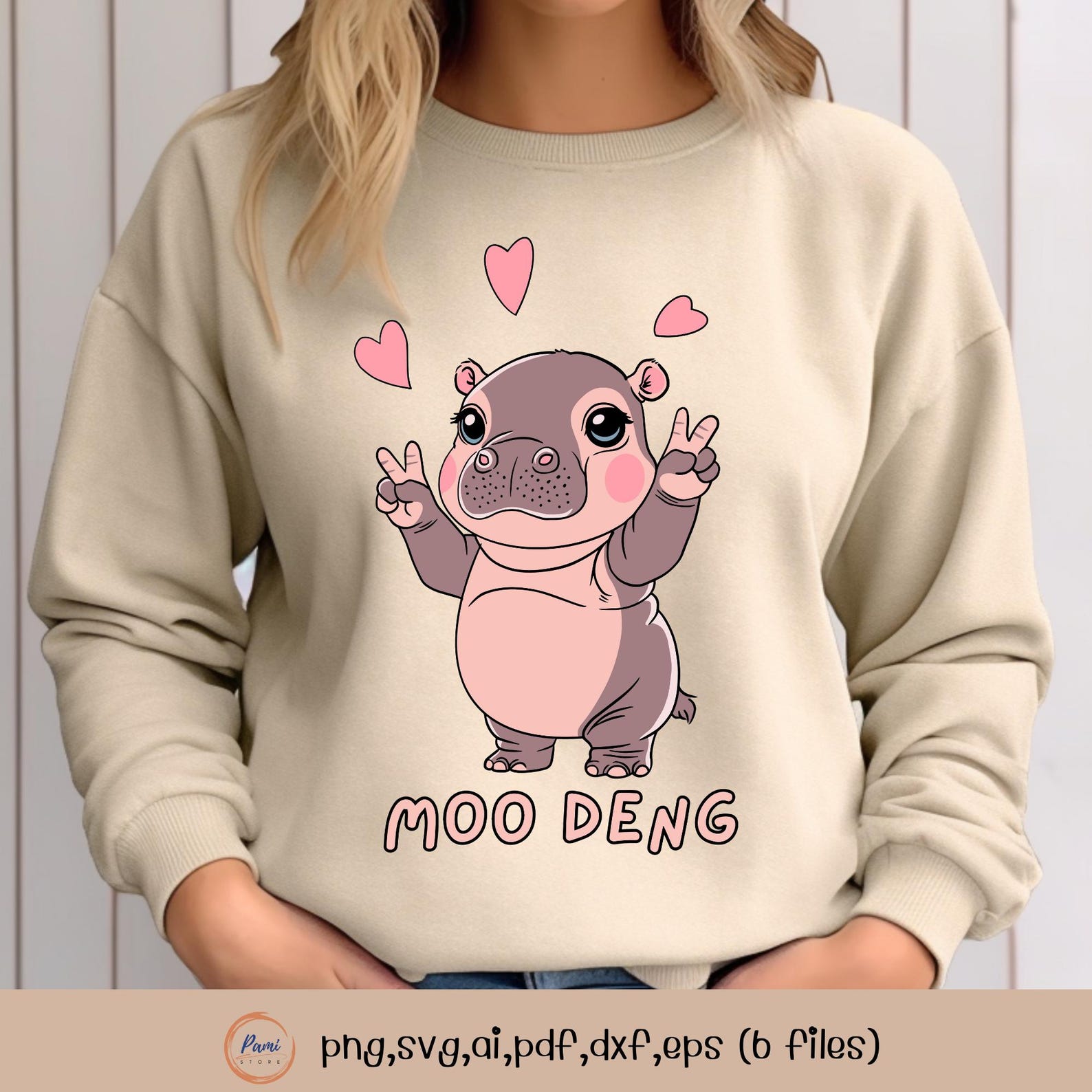 Moo Deng Hippo Svg | Cute Thai Hippo | Baby Hippo Vector for Cricut ...