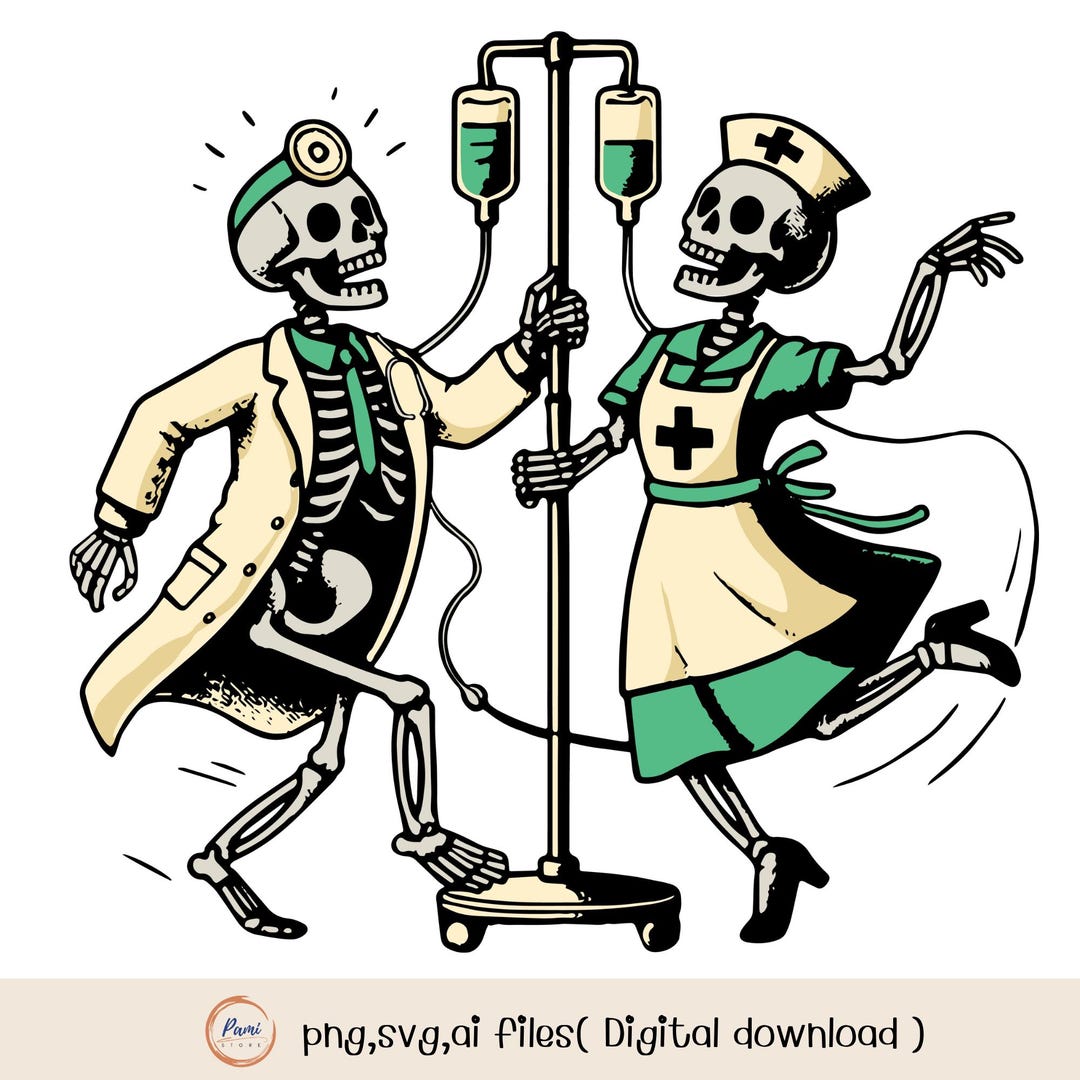 Skeleton Doctor and Nurse PNG SVG | Fun Medical Halloween Design ...