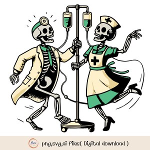 Skeleton Doctor and Nurse PNG SVG | Fun Medical Halloween Design ...