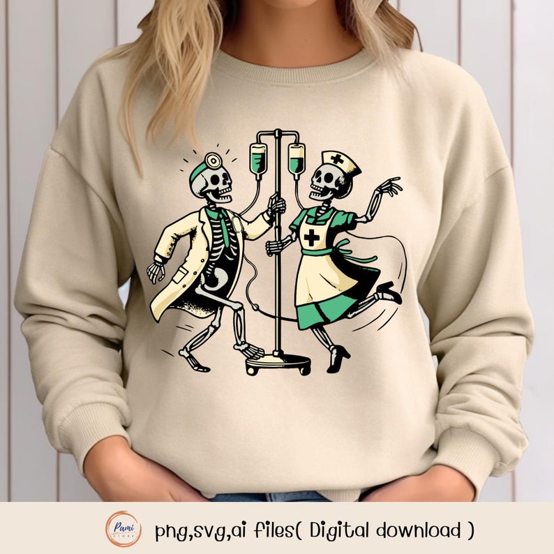 Skeleton Doctor and Nurse PNG SVG | Fun Medical Halloween Design ...