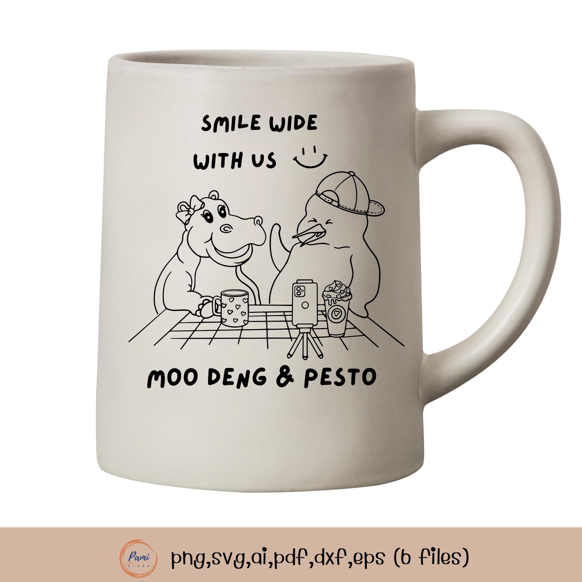 Smile Wide Hippo and Penguin SVG | Moo Deng & Pesto Best Friends Design ...