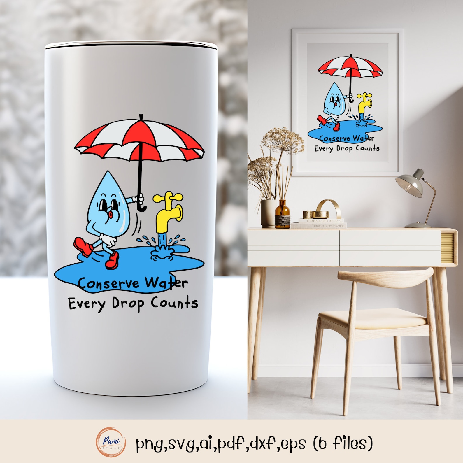 Earth Day Water Conservation SVG & PNG Bundle - Water Drop, Umbrella ...