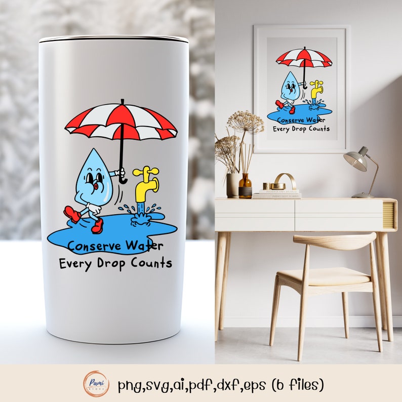 Earth Day Water Conservation SVG & PNG Bundle - Water Drop, Umbrella ...