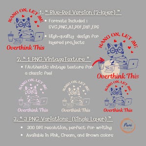 Funny Cat Overthink SVG | Sarcastic Vintage Cat Design | Digital ...