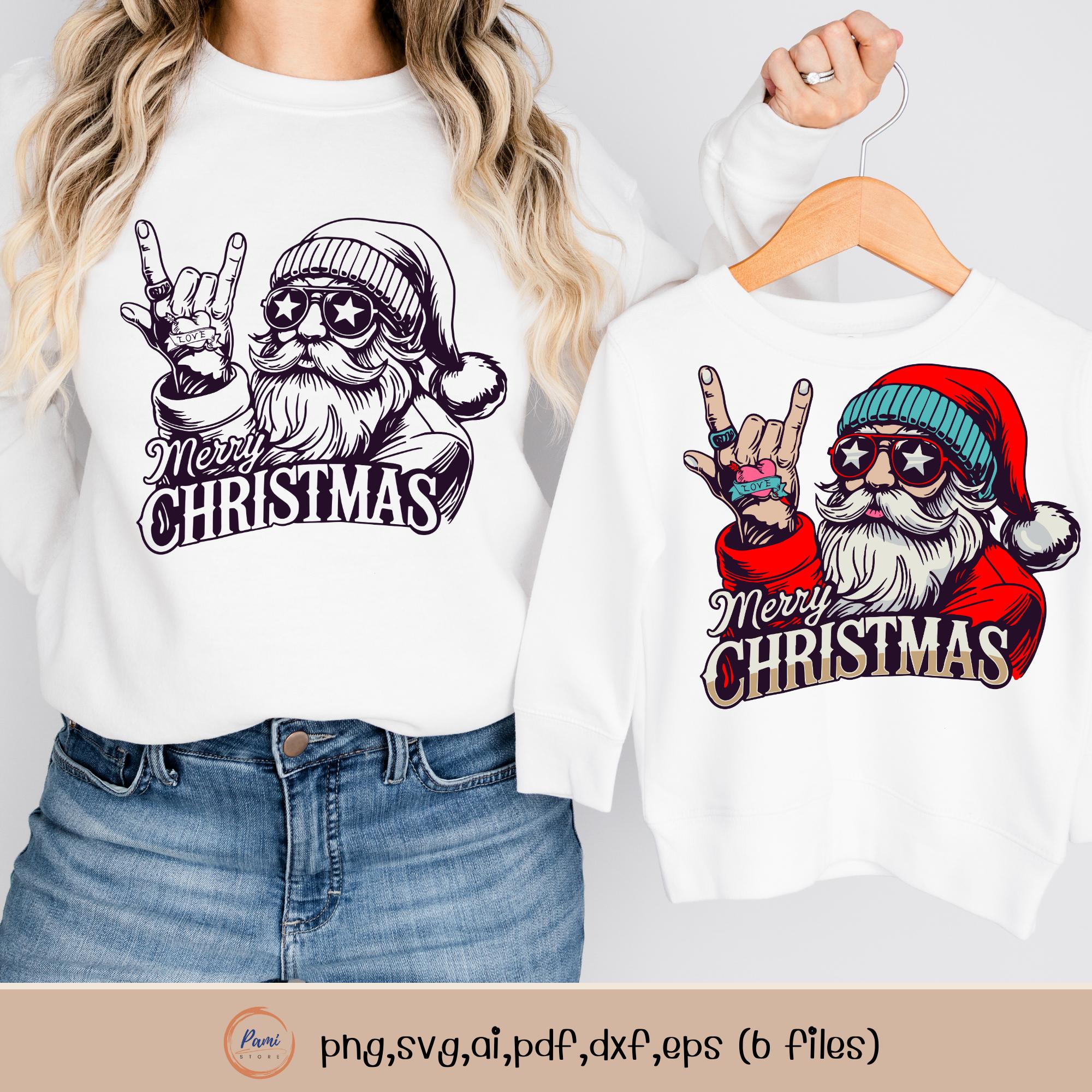 Rock Santa Christmas SVG | Cool Santa Claus Clipart | Christmas Rock ...