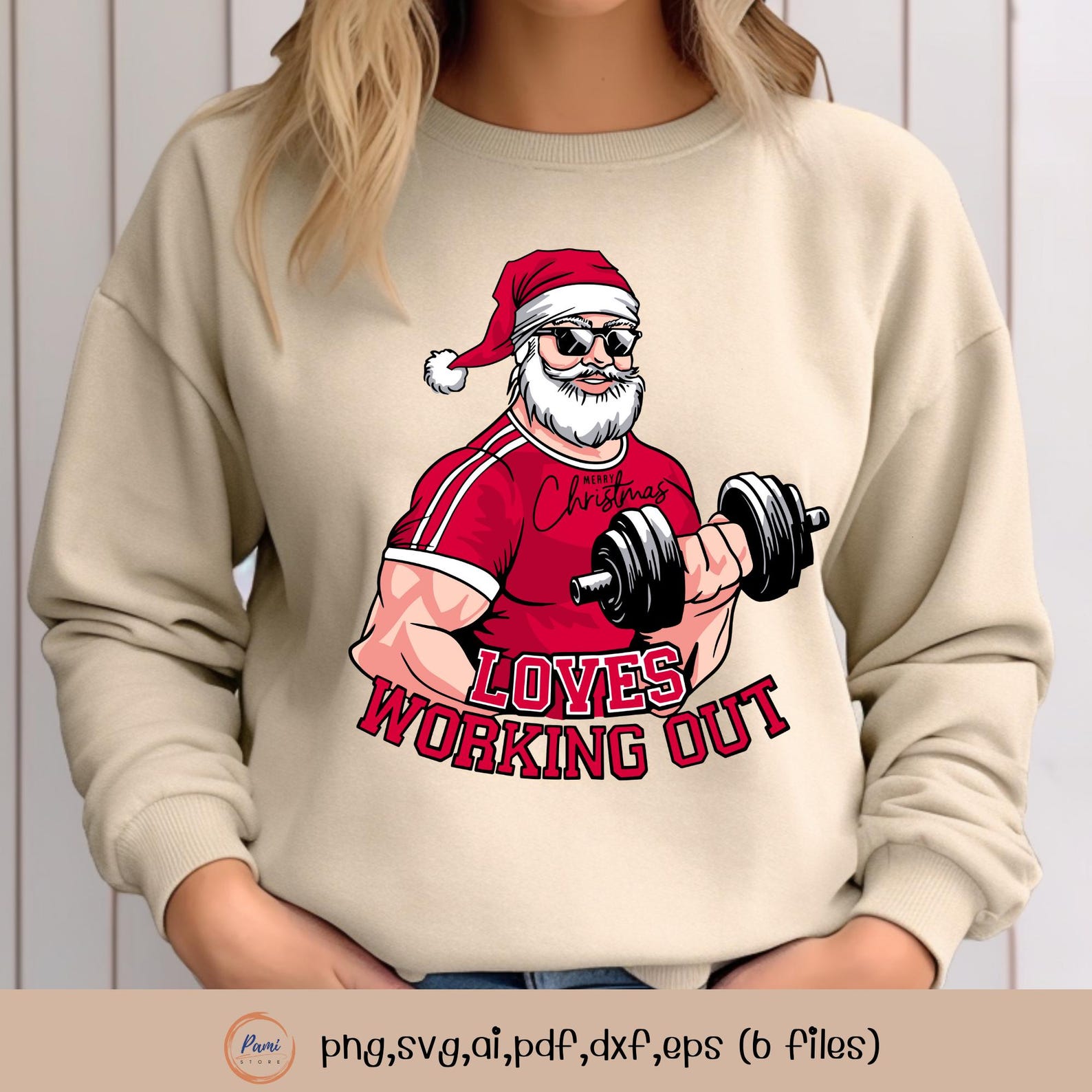 Christmas Santa Loves Working Out Design I Gym Santa Claus PNG I Fitness Christmas SVG I Workout ...
