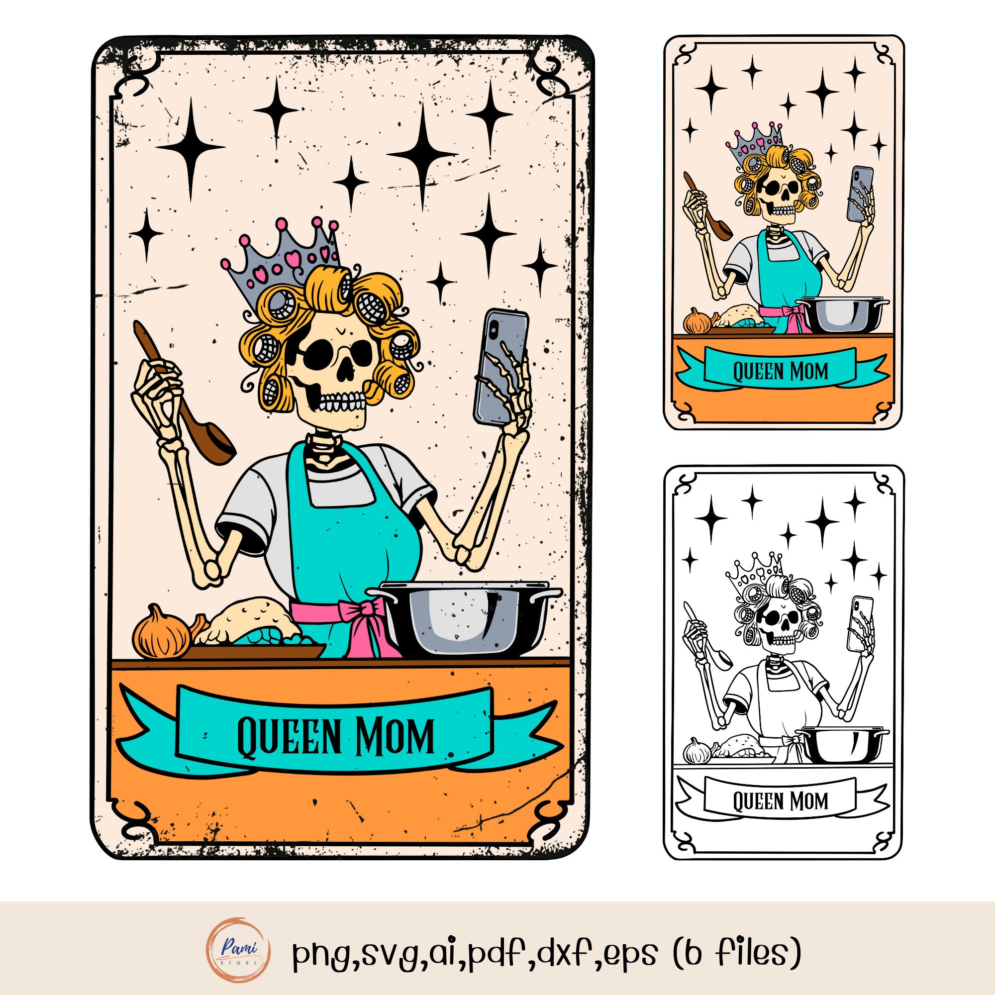 Queen Mom Tarot Card Digital Download - Multitasking Skeleton Mother ...