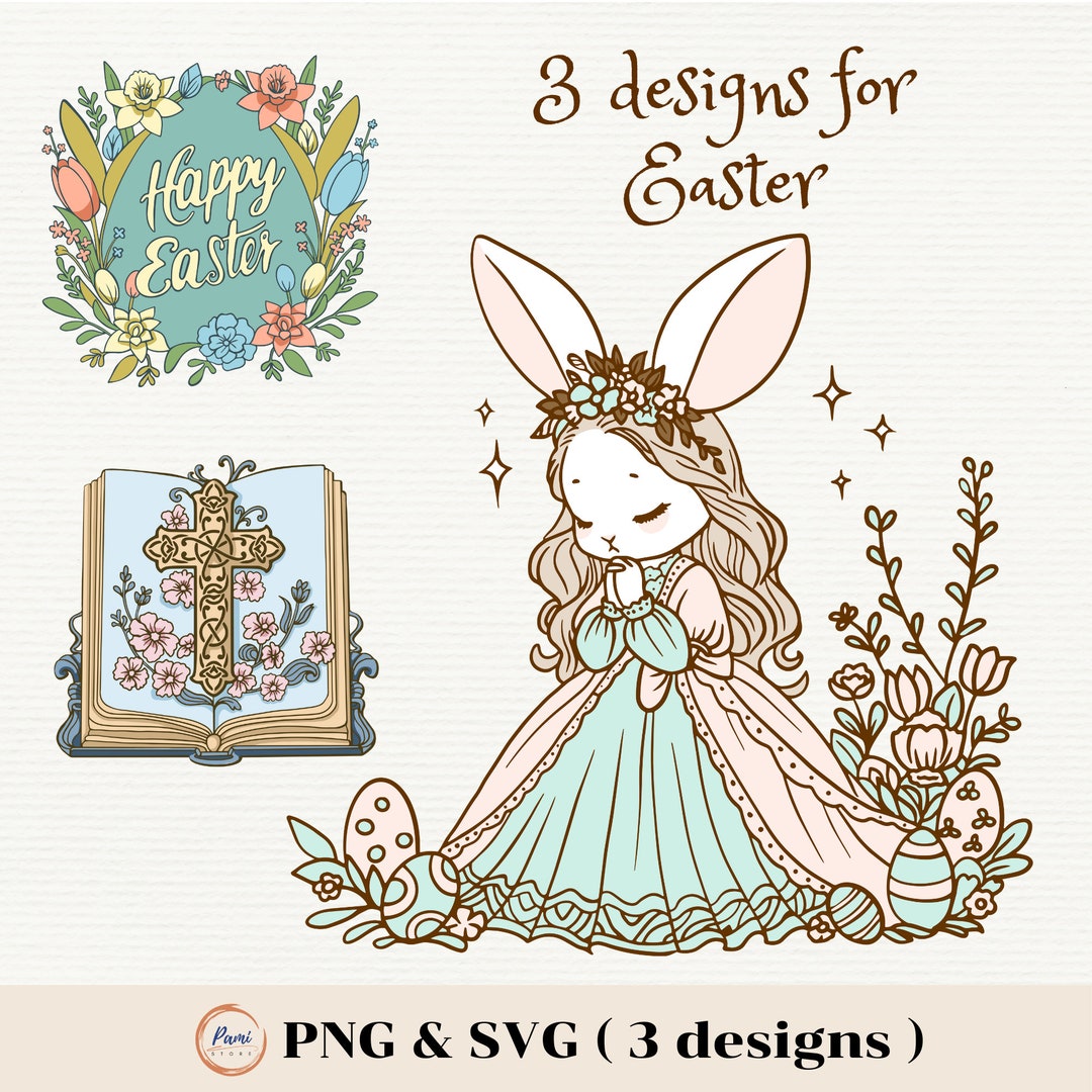 Princess Rabbit Praying & Bible Verse Svg/png|christian Easter ...