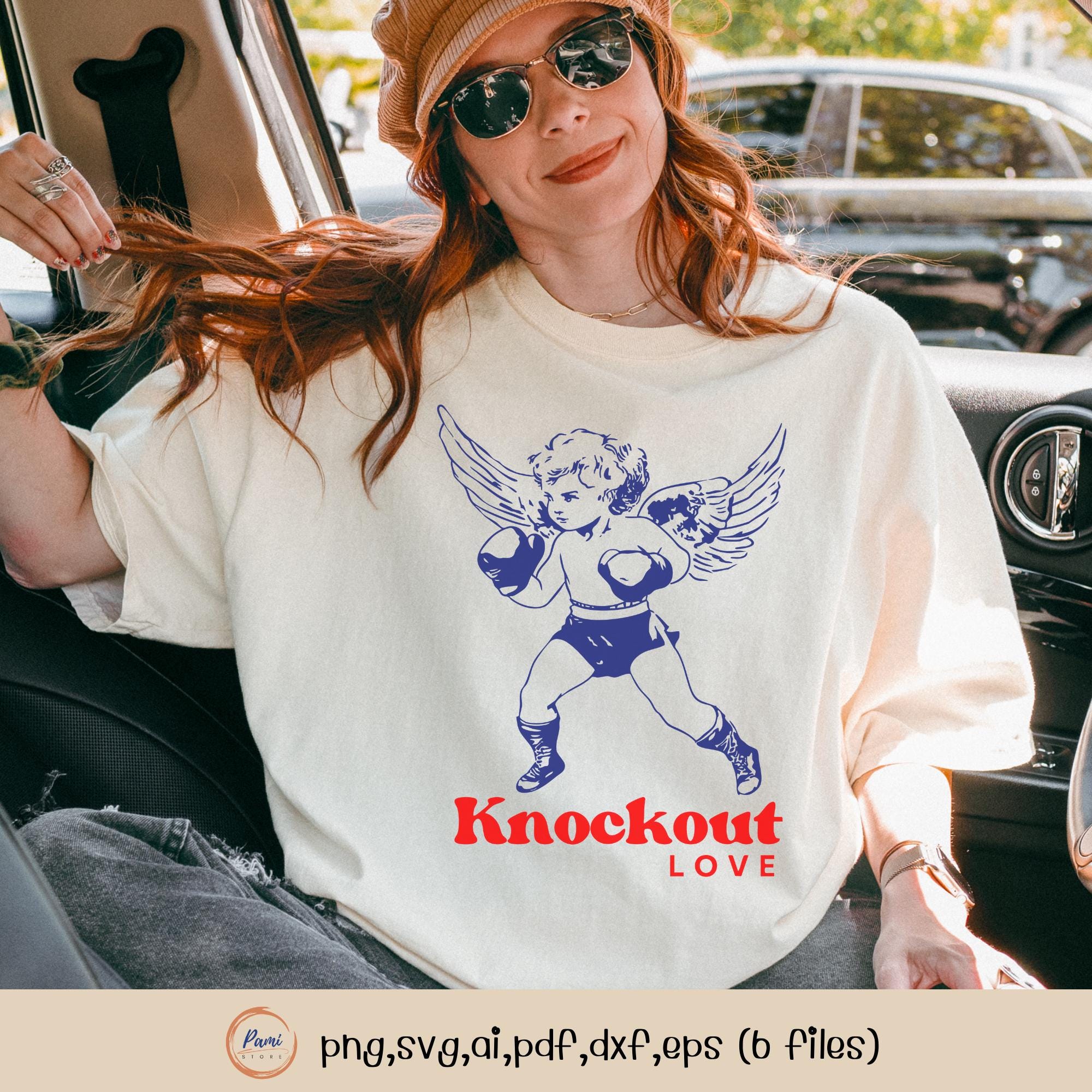 Knockout Love SVG | Retro Valentine Boxing Cupid Clipart | Vintage Valentine's Day Shirt Design ...