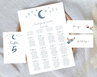 Seating Plan and Table Number Template, Wedding and Event Stationery ...