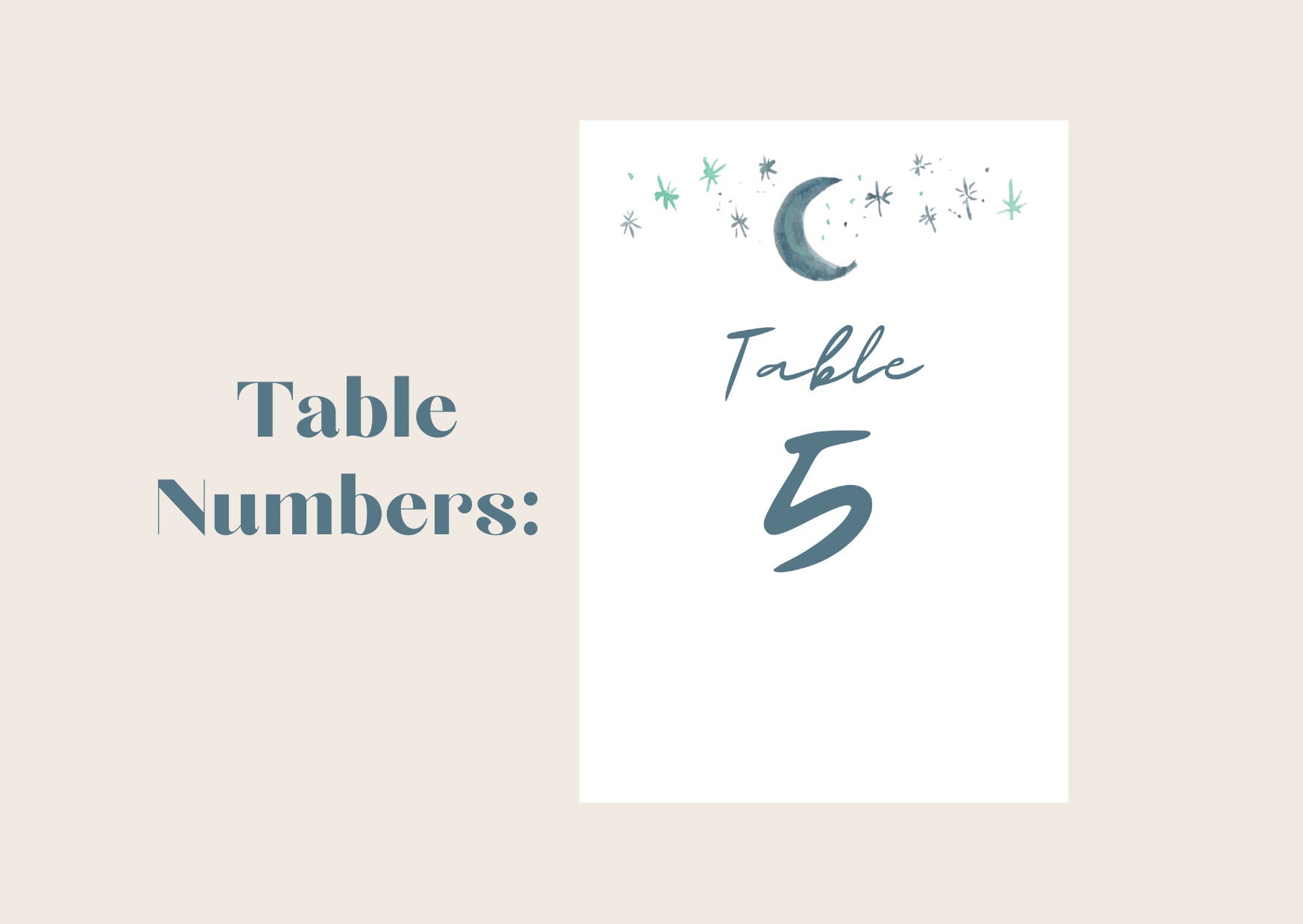 Seating Plan Table Number and Place Card Template Moon and - Etsy