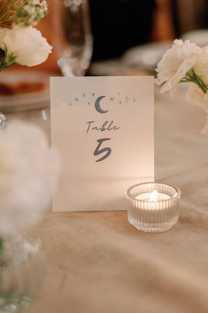 Seating Plan Table Number and Place Card Template Moon and - Etsy