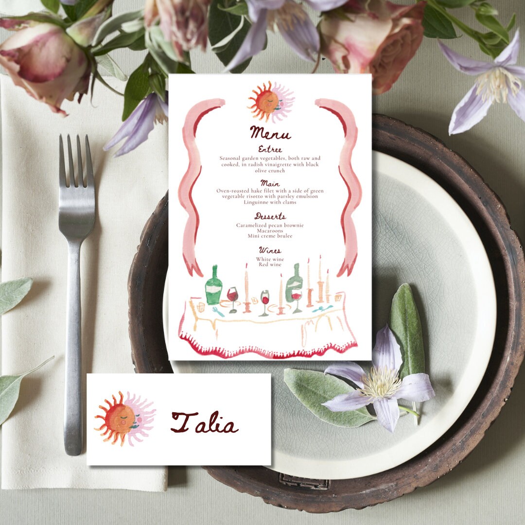 On-the-day Wedding Stationery, Menu, Table Plan, Place Cards, Table ...