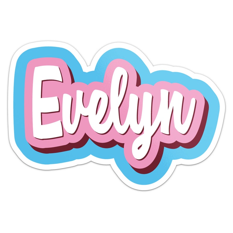 Cartoon Evelyn Name Sticker Car Bumper Decal 5'' X - Etsy