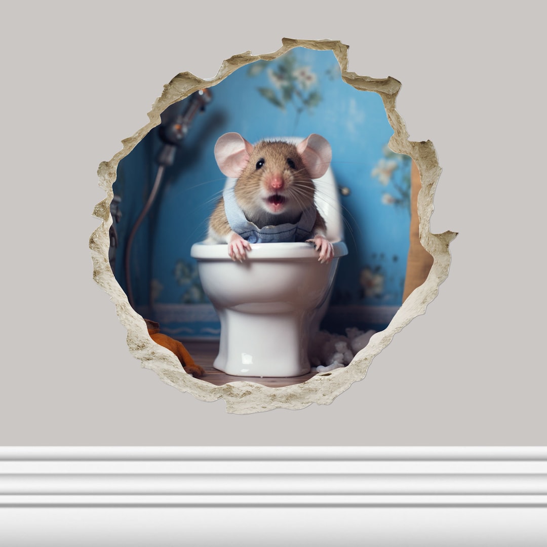 Cute Mouse on Toilet in Mouse Hole Vinyl Sticker Car Bumper Decal - Etsy