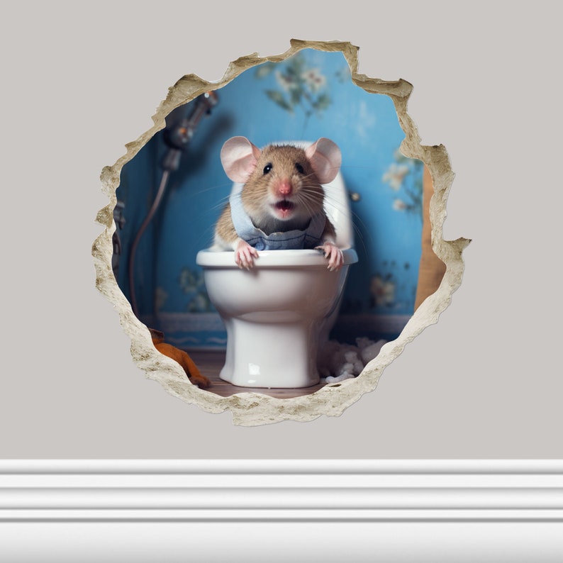 Cute Mouse on Toilet in Mouse Hole Vinyl Sticker Car Bumper Decal - Etsy
