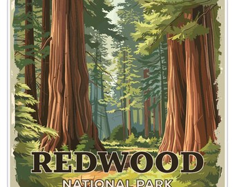 Sunset Redwood National Park Sticker Car Bumper Decal - Etsy