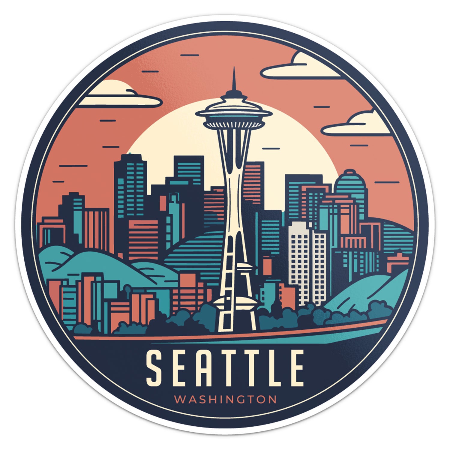 Seattle City Sticker Car Bumper Decal - Etsy