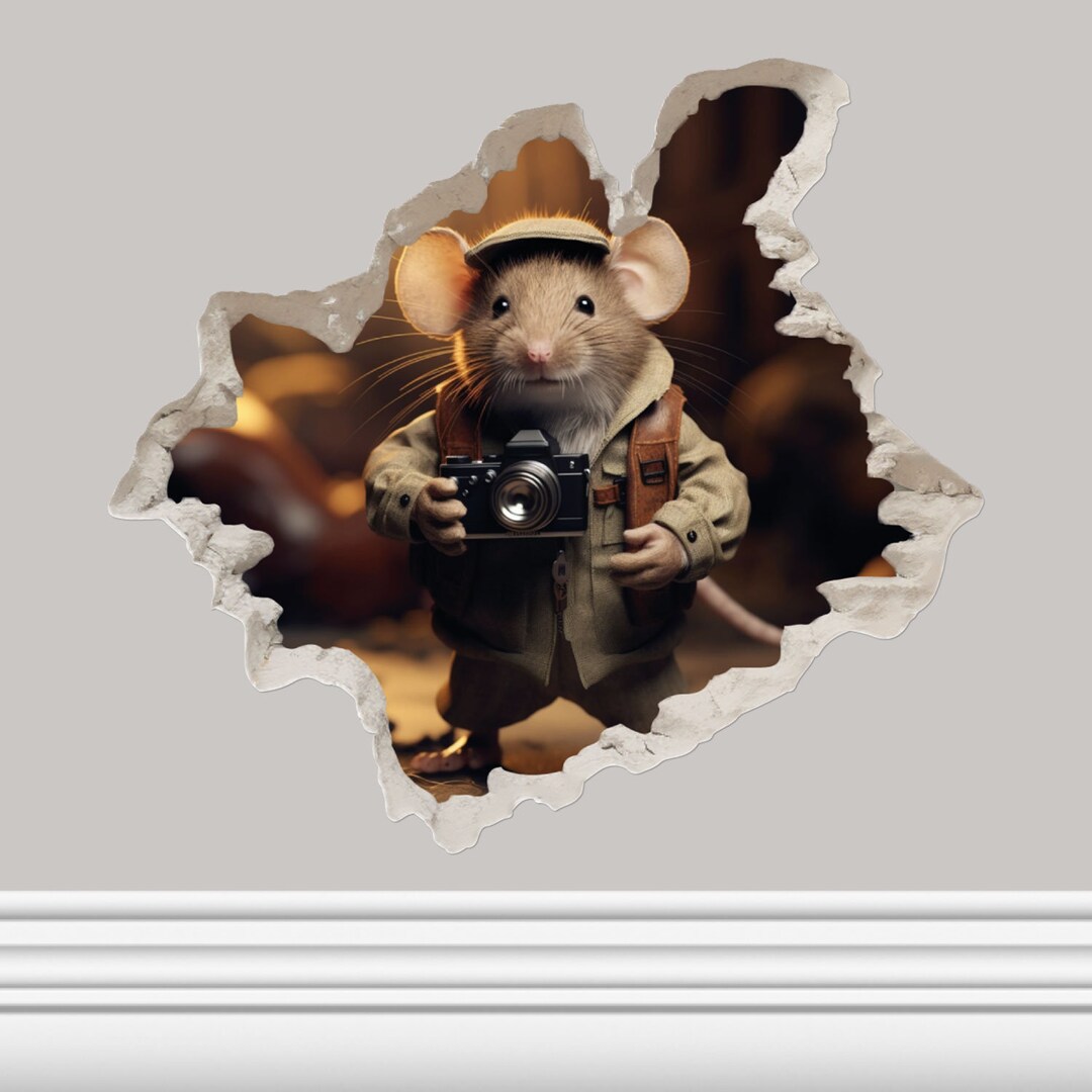 Photographer Mouse in Mouse Hole Vinyl Sticker Car Bumper Decal - Etsy