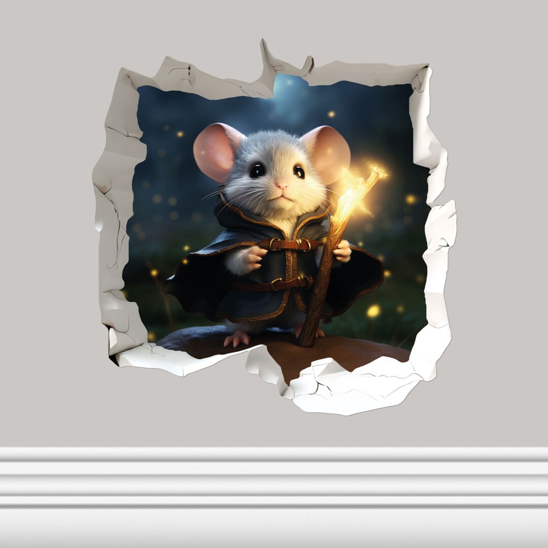 Wizard Mouse in Mouse Hole Vinyl Sticker Car Bumper Decal - Etsy