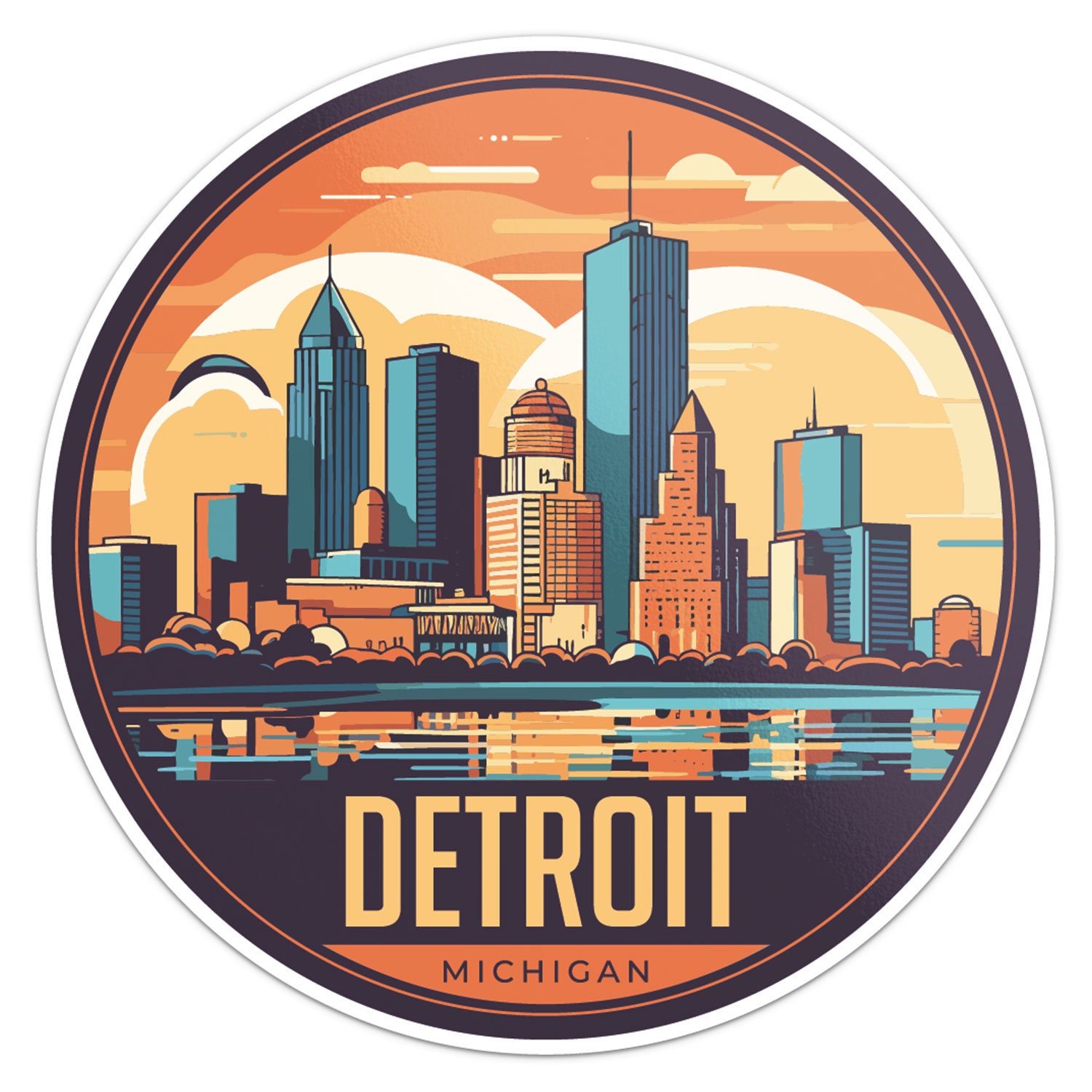 Detroit City Sticker Car Bumper Decal - Etsy