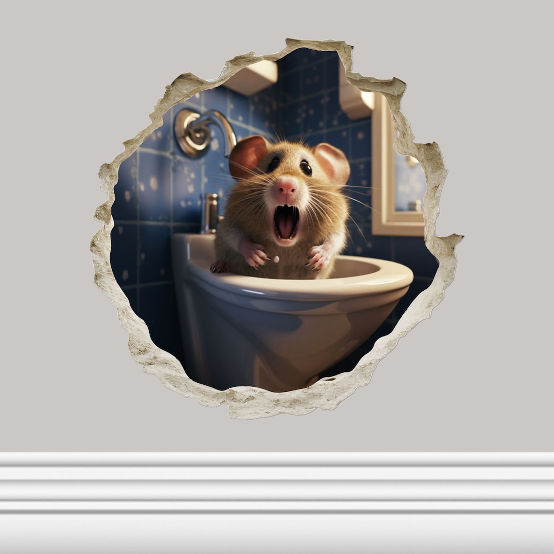 Shocked Mouse on Toilet in Mouse Hole Vinyl Sticker Car Bumper Decal - Etsy