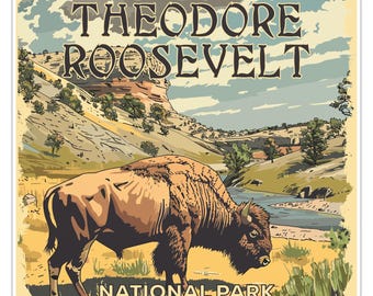 Sunset Theodore Roosevelt National Park Sticker Car Bumper Decal - Etsy