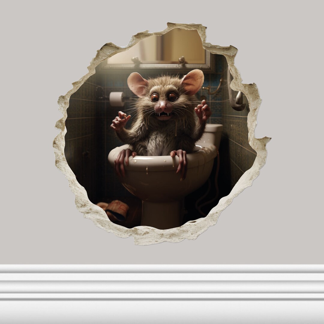 Monster Mouse on Toilet in Mouse Hole Vinyl Sticker Car Bumper Decal - Etsy