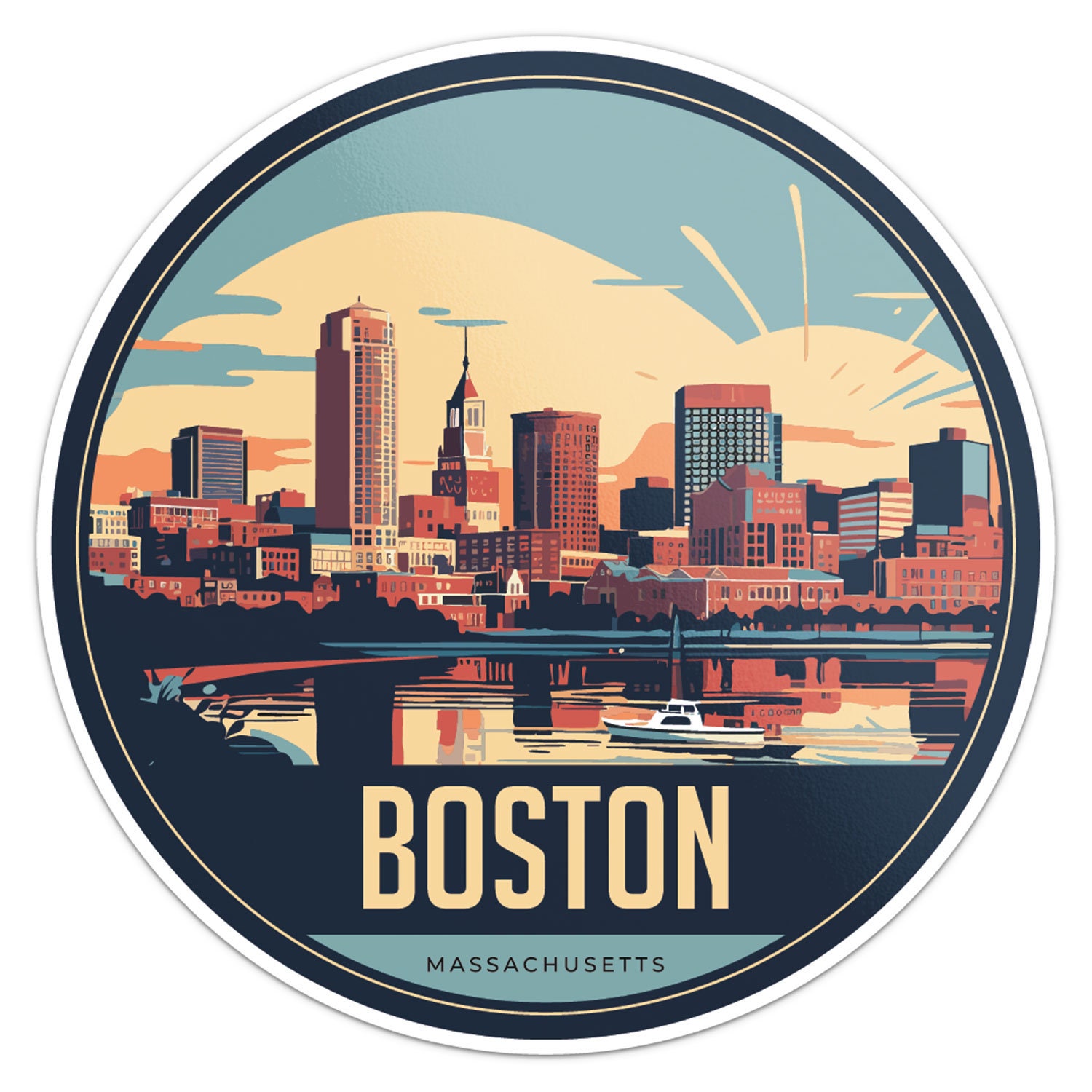 Boston City Sticker Car Bumper Decal - Etsy